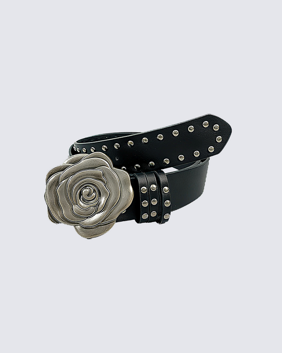 Rose Buckle Studded Belt – KIIKIO