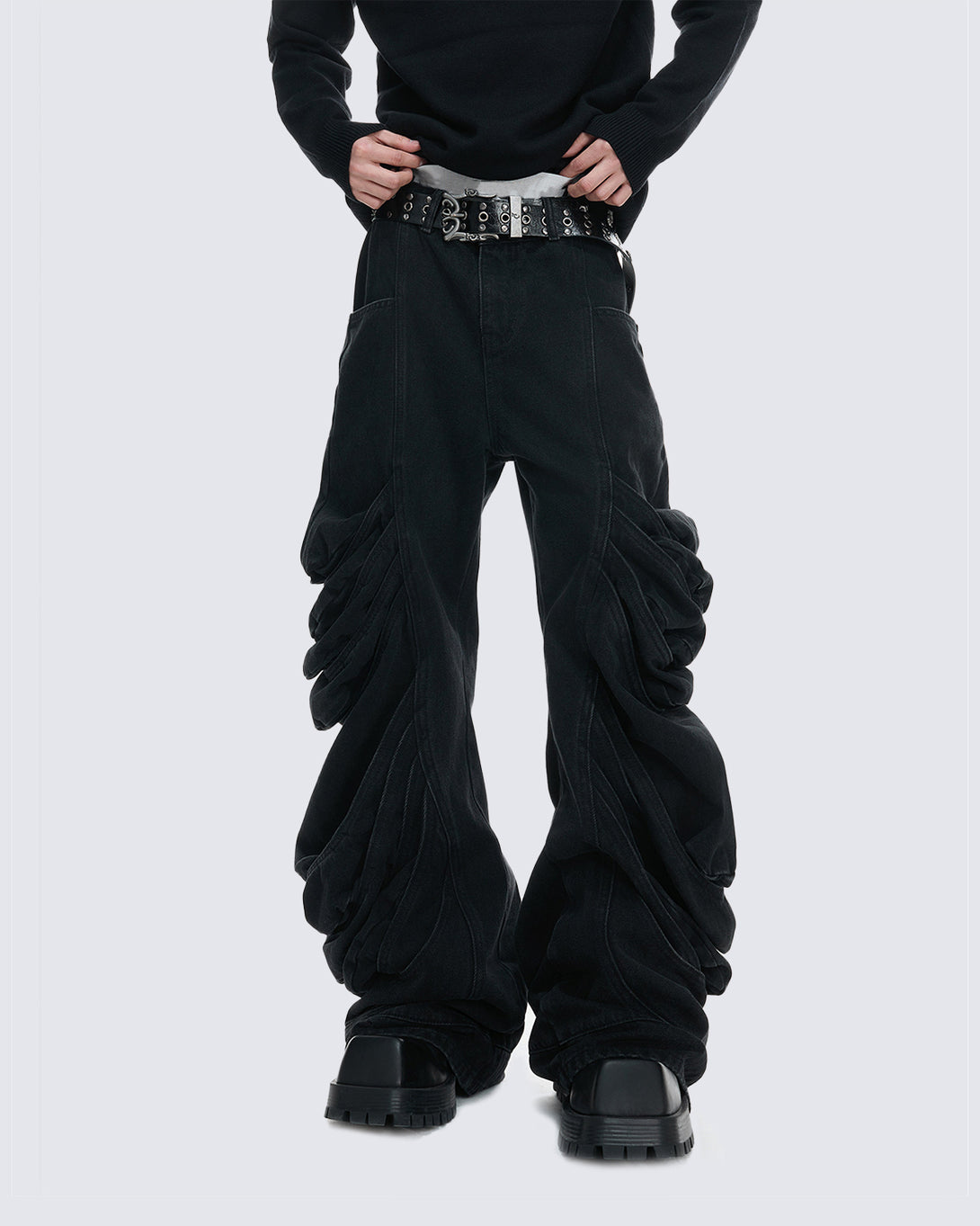 Deconstructed Washed Denim Pants – KIIKIO