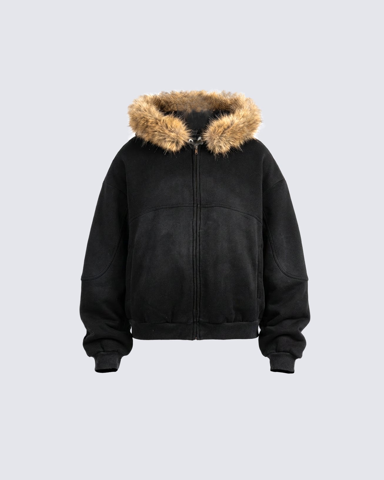 Boxy Zip Fur Collar Hoodie – KIIKIO