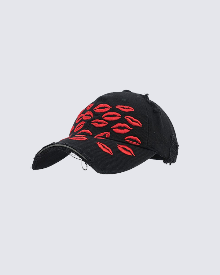 Red Lips Embroidered Baseball Cap – KIIKIO