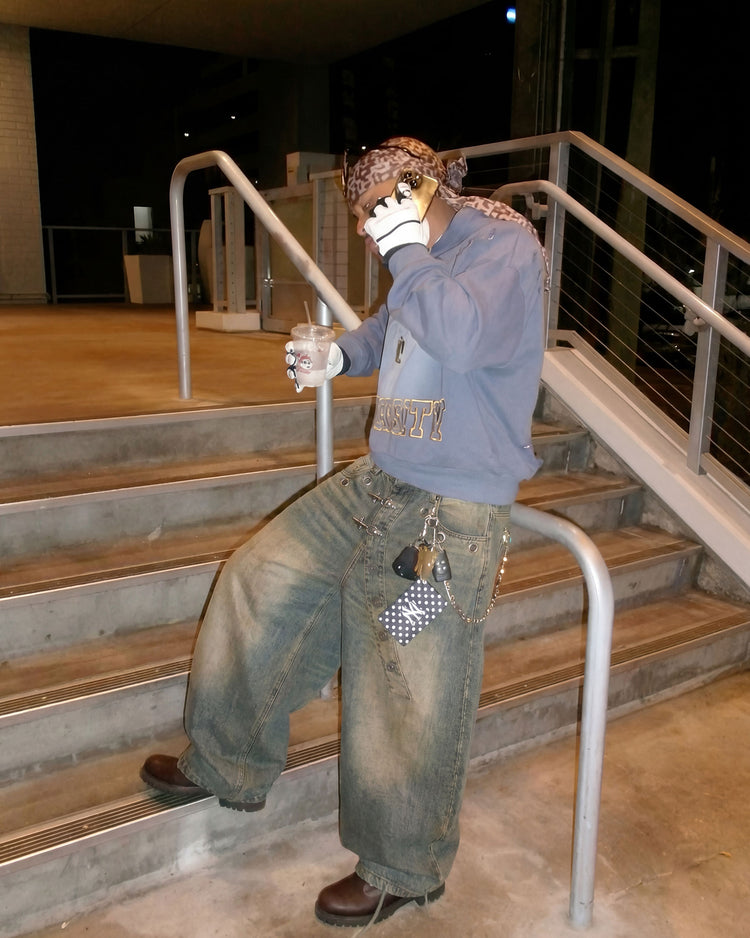 Washed Metal Buckle Wide-Leg Pants – KIIKIO